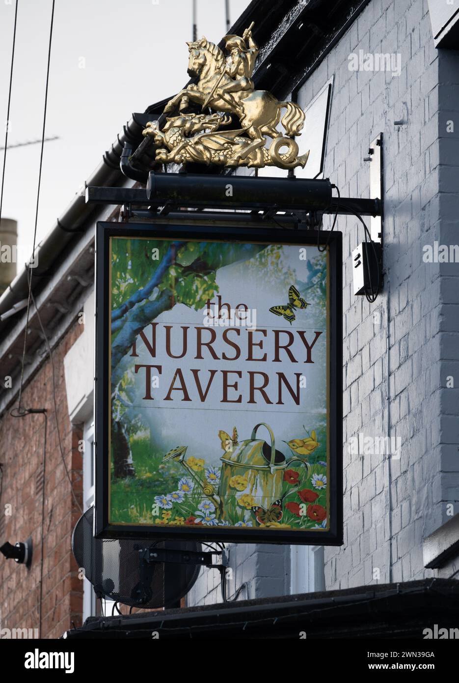 The Nursery Tavern pub sign, Coventry, West Midlands, England, UK Stock ...