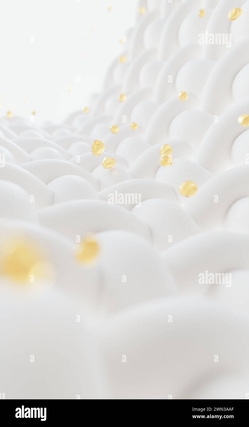 Wave cloth with microscopic detail and cleaning bubbles, 3d rendering ...