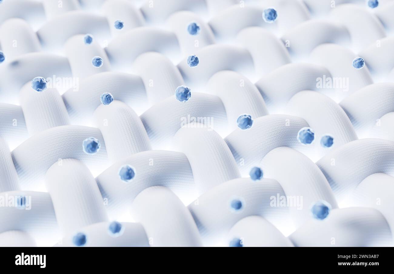 Wave cloth with microscopic detail and particles, 3d rendering. 3D ...