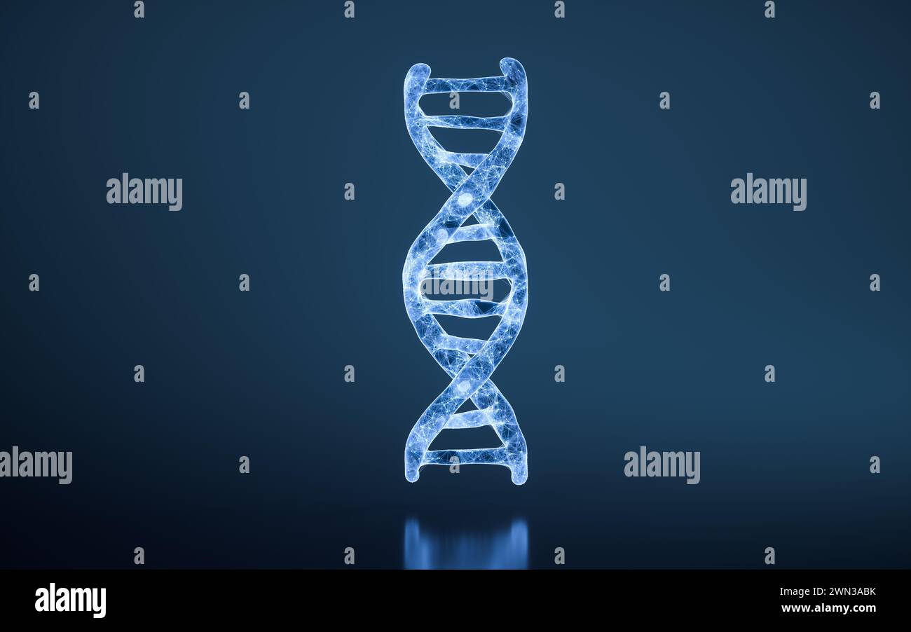 DNA with blue transparent structure, 3d rendering. 3D illustration ...