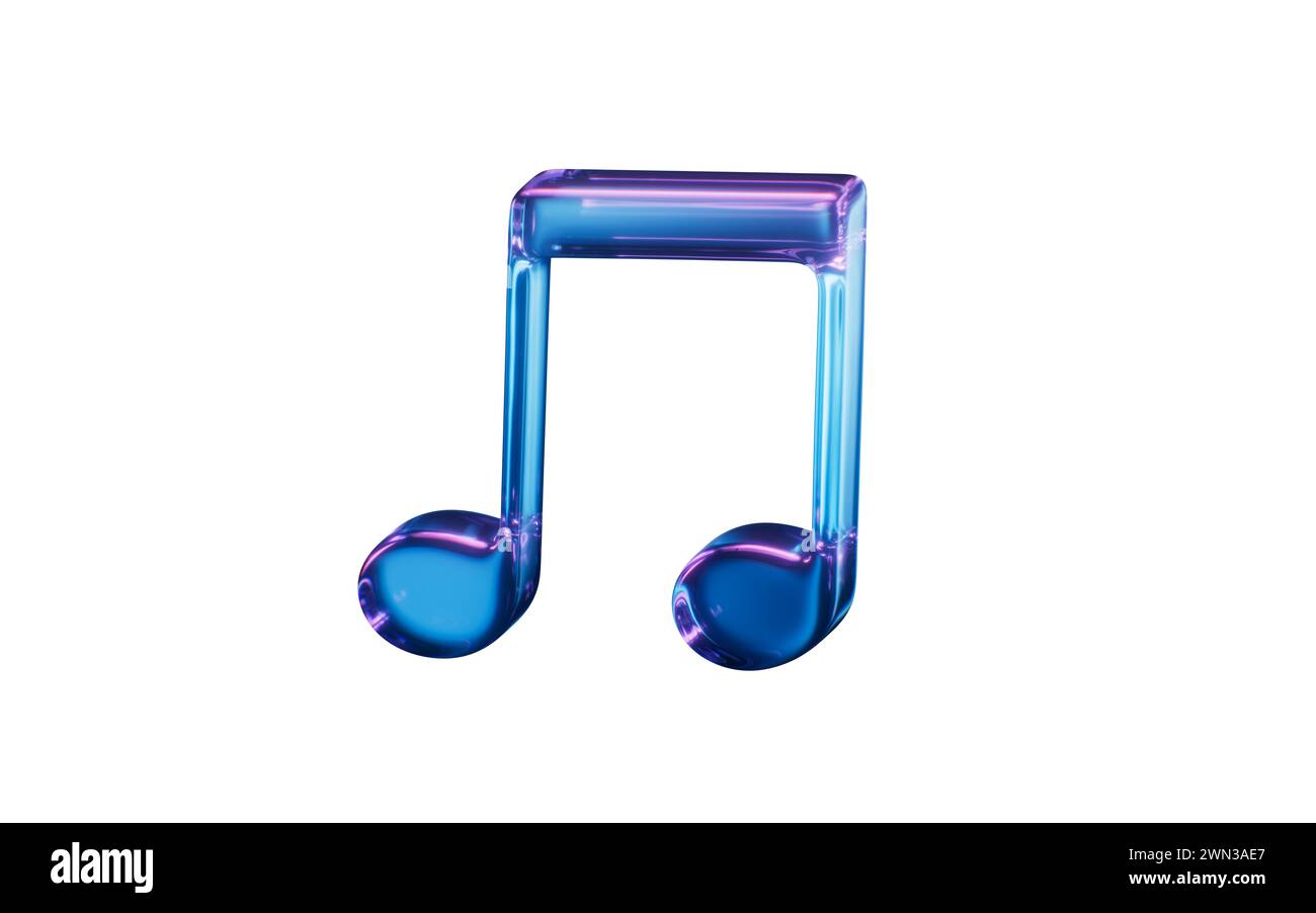 Music notes with dark neon light effect, 3d rendering. 3D illustration ...