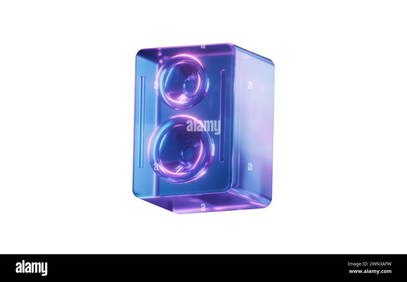 Music sound box with dark neon light effect, 3d rendering. 3D ...