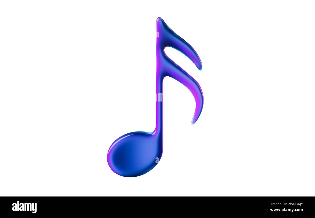 Music note with dark neon light effect, 3d rendering. 3D illustration ...