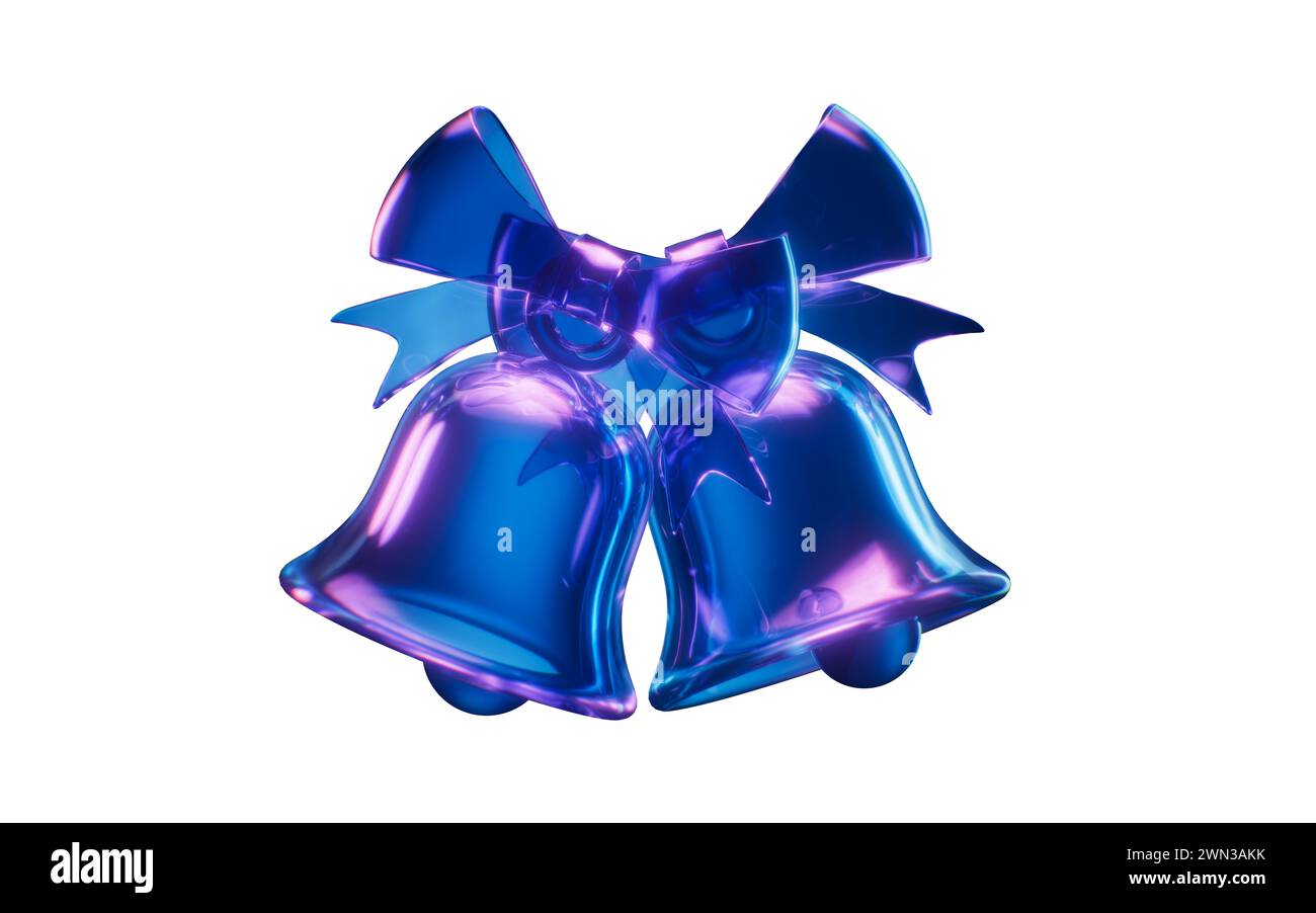 Bells with dark neon light effect, 3d rendering. 3D illustration Stock ...