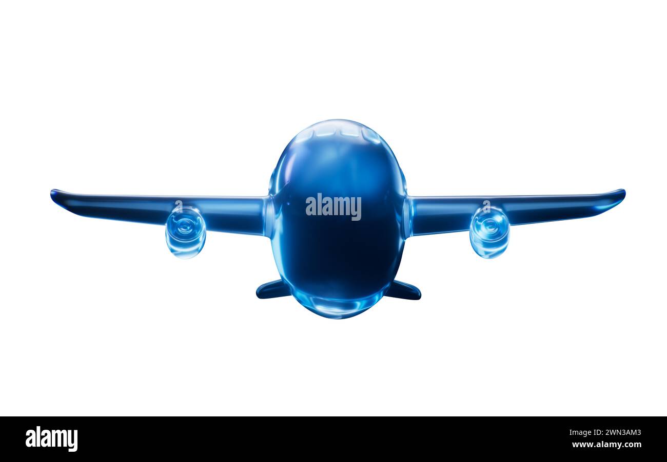 A plane with dark neon light effect, 3d rendering. 3D illustration ...