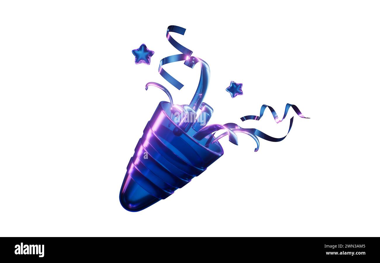 Celebratory fireworks with dark neon light effect, 3d rendering. 3D ...