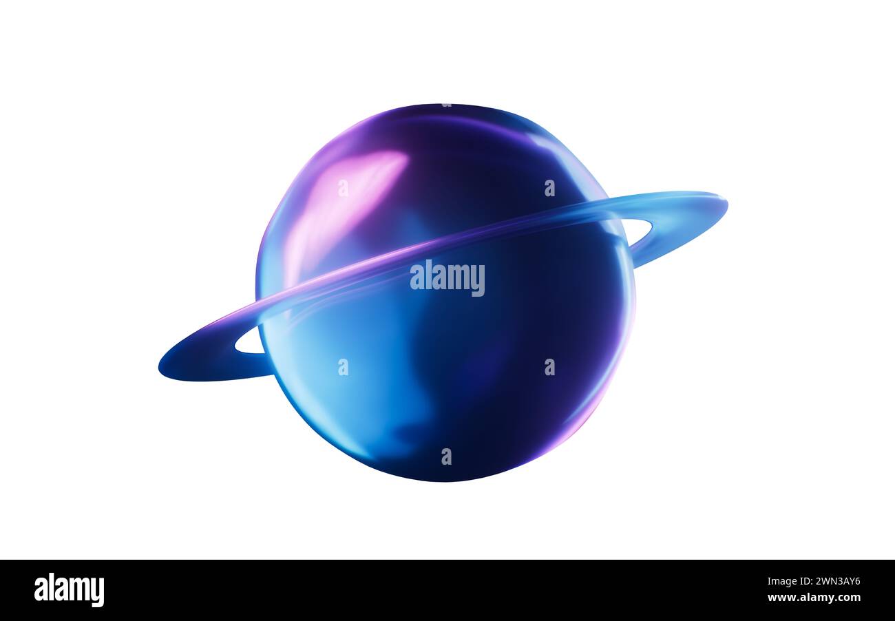 Planet with dark neon light effect, 3d rendering. 3D illustration Stock ...