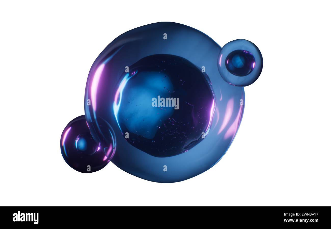 Dark cell sphere liquid bubble isolated element, 3d rendering. 3D ...
