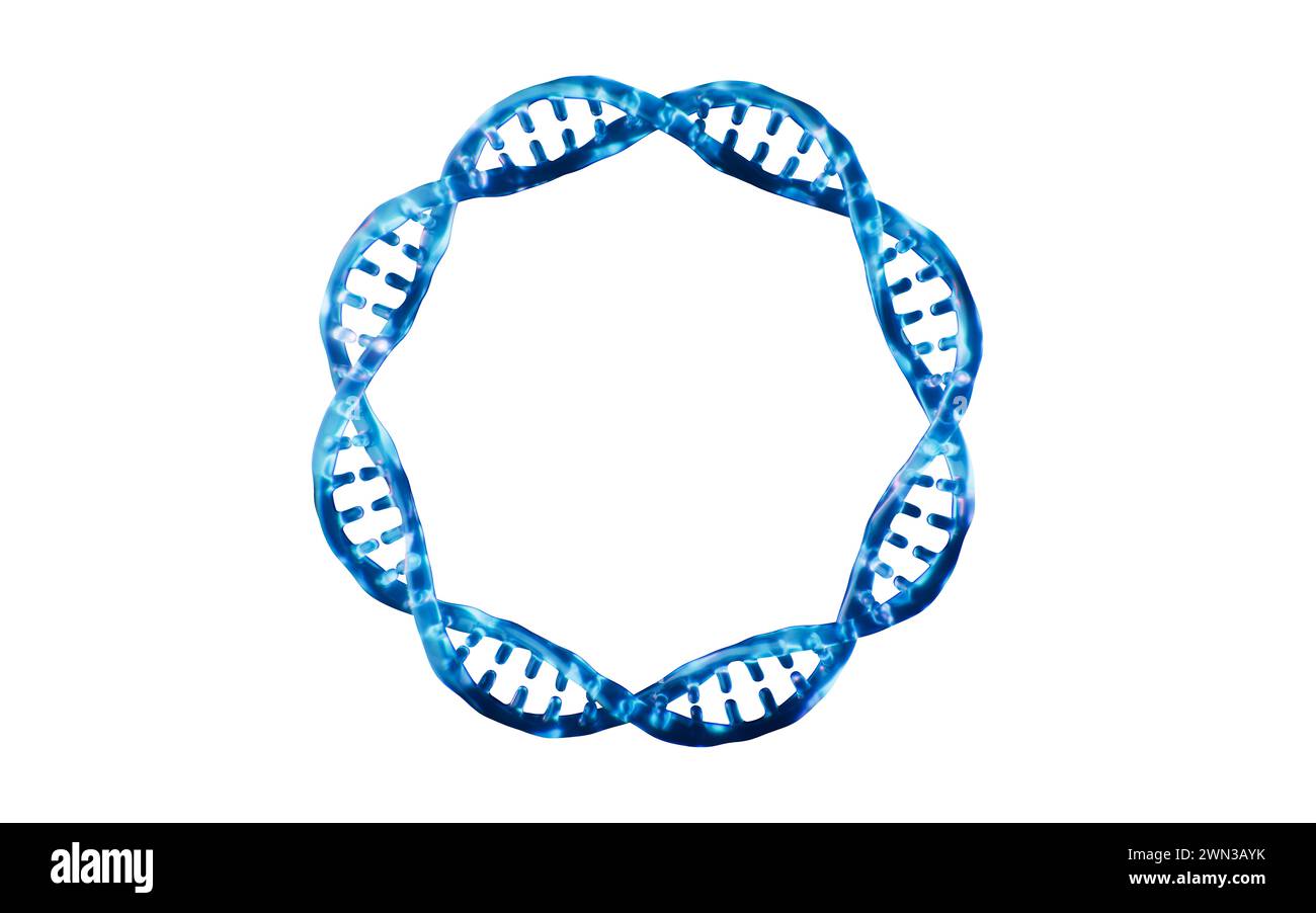 Blue DNA with ring circle shape, 3d rendering. 3D illustration Stock ...