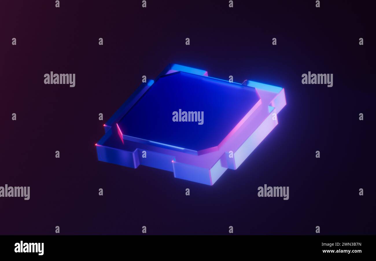 Circuit core with dark neon light effect, 3d rendering. 3D illustration ...