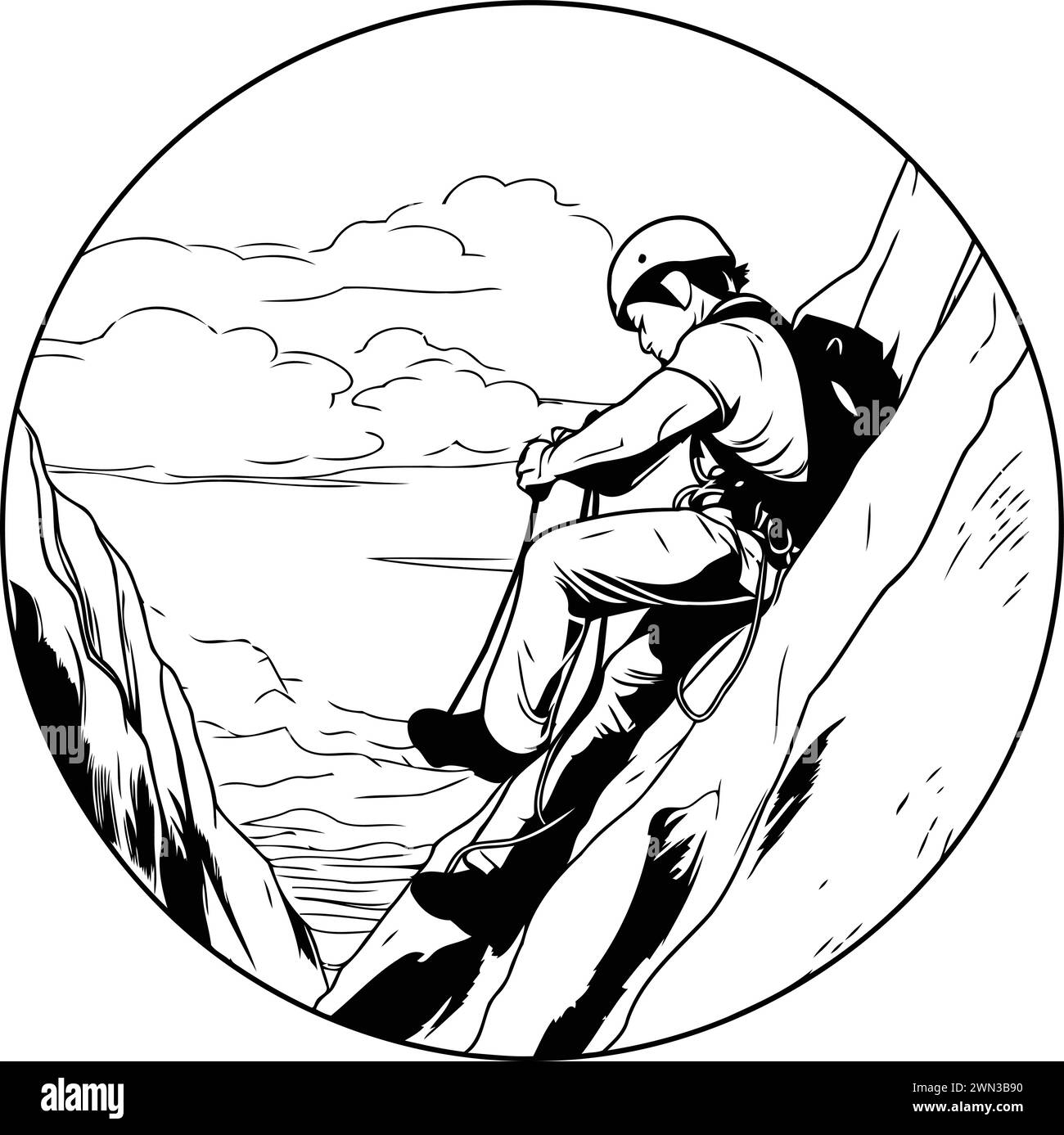 Rock climber white background Stock Vector Images - Alamy
