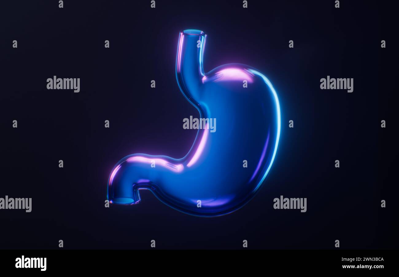 Stomach with dark neon light effect, 3d rendering. 3D illustration Stock Photo - Alamy