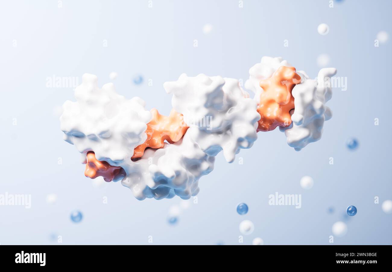 Protein structure with biological concept, 3d rendering. 3D ...