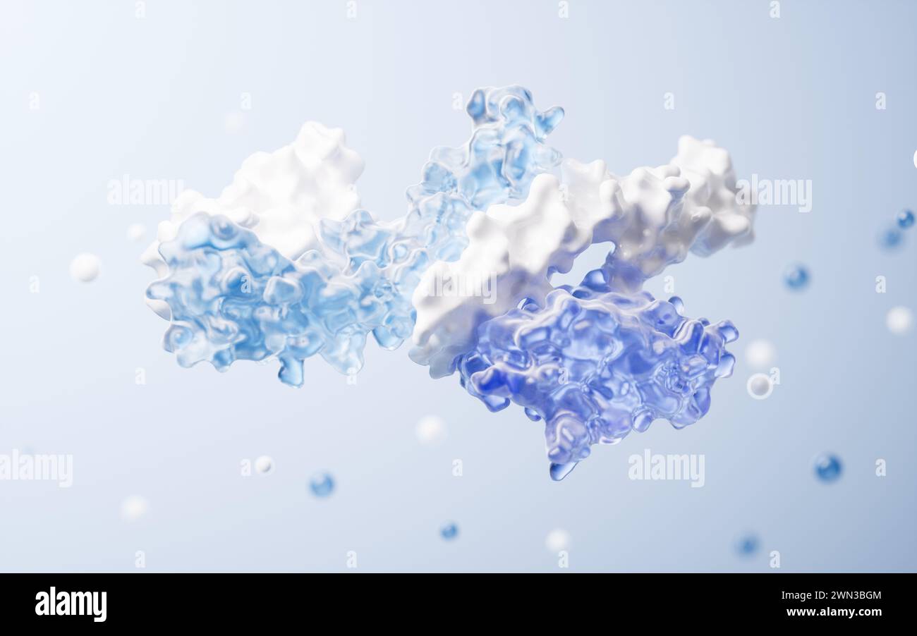 Protein structure with biological concept, 3d rendering. 3D ...