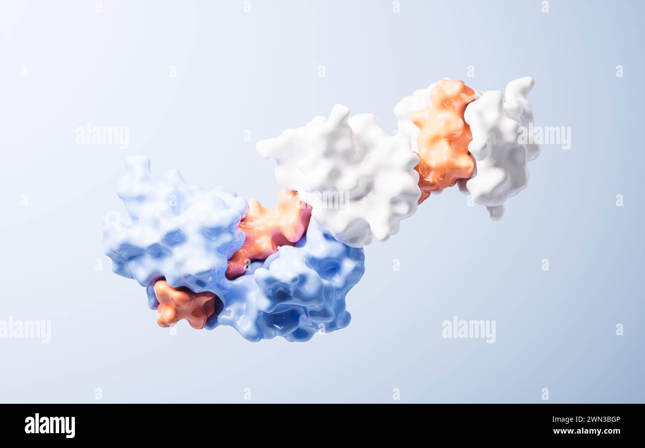 Protein structure with biological concept, 3d rendering. 3D ...