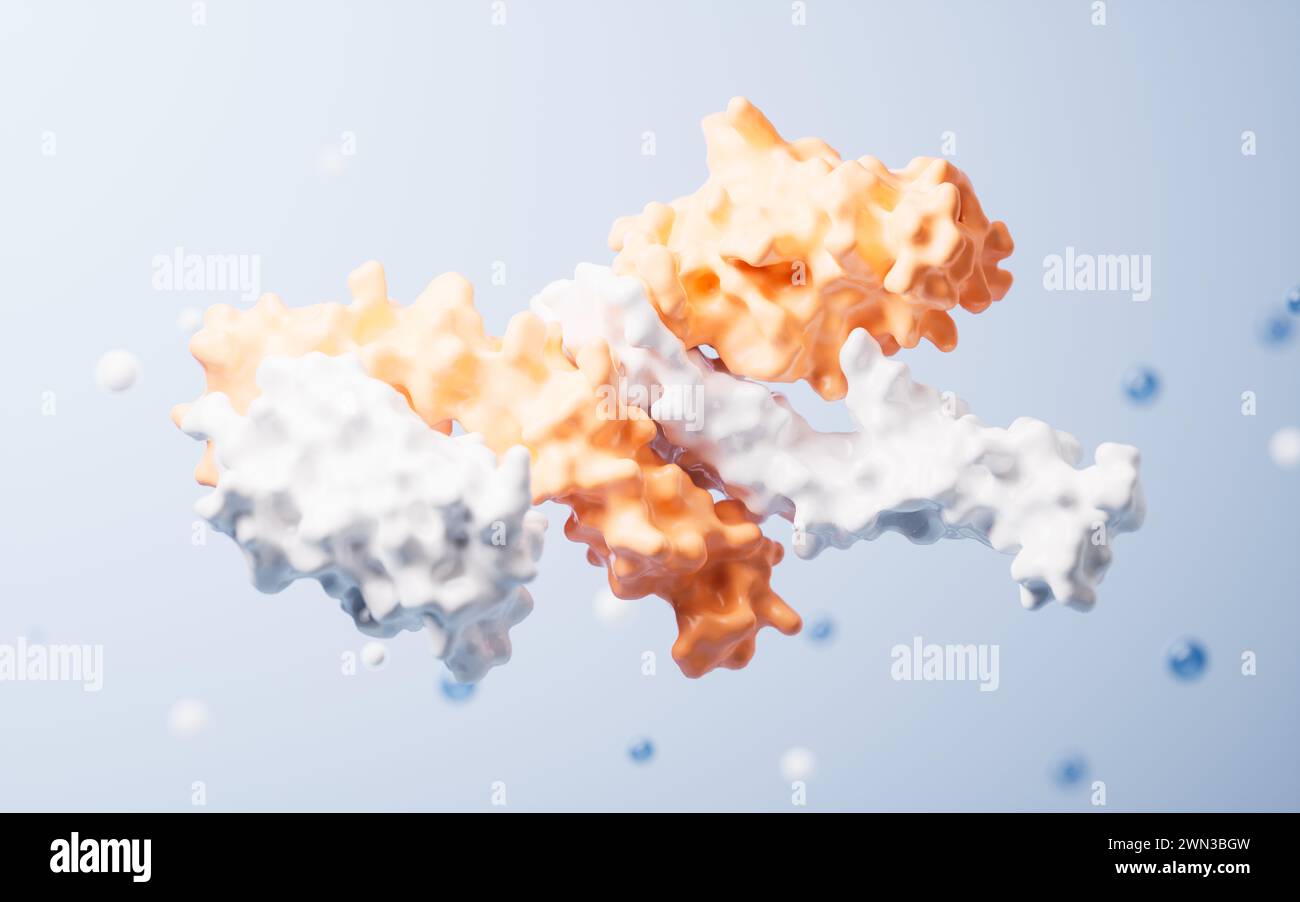 Protein structure with biological concept, 3d rendering. 3D ...