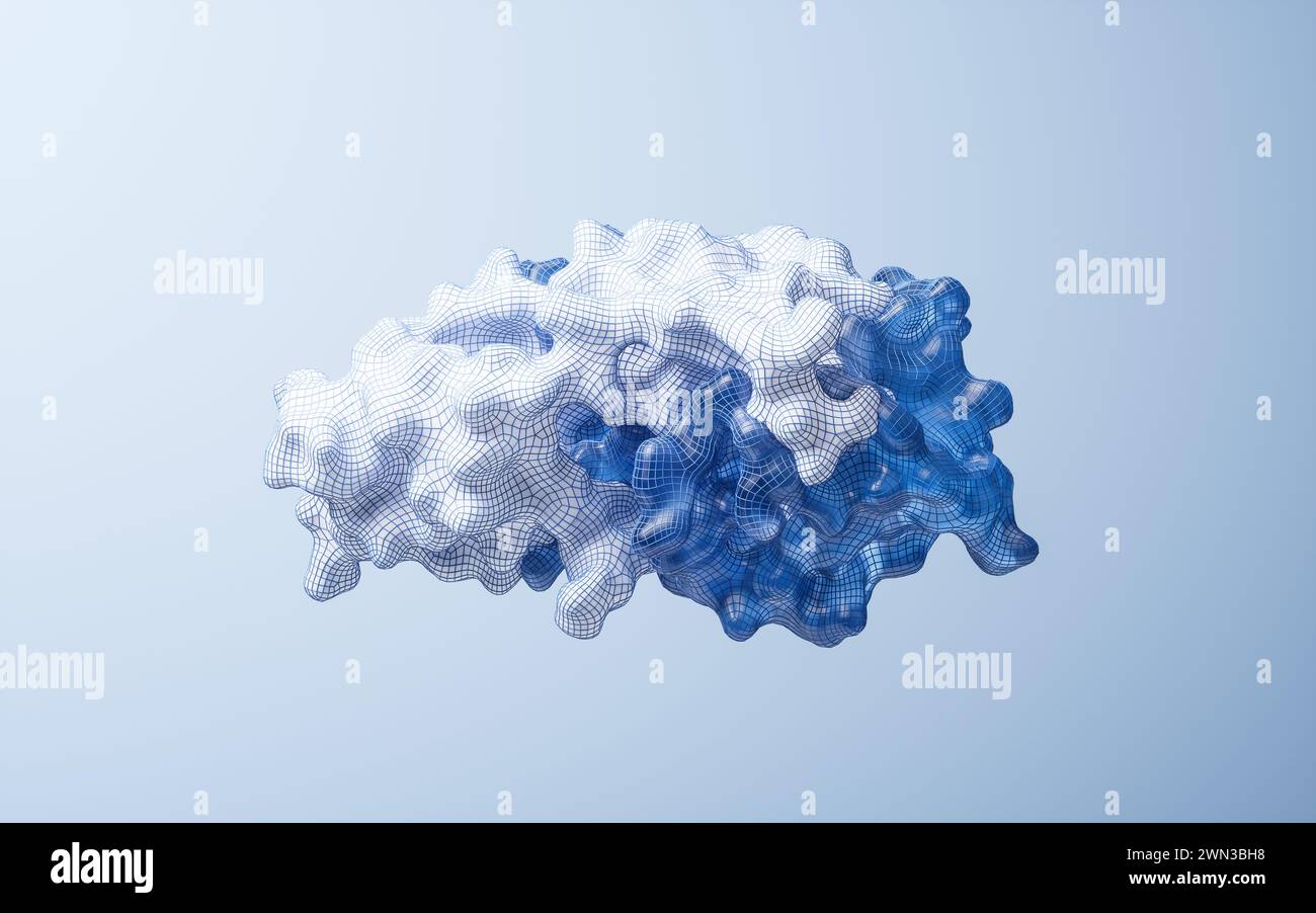 Protein structure with biological concept, 3d rendering. 3D ...