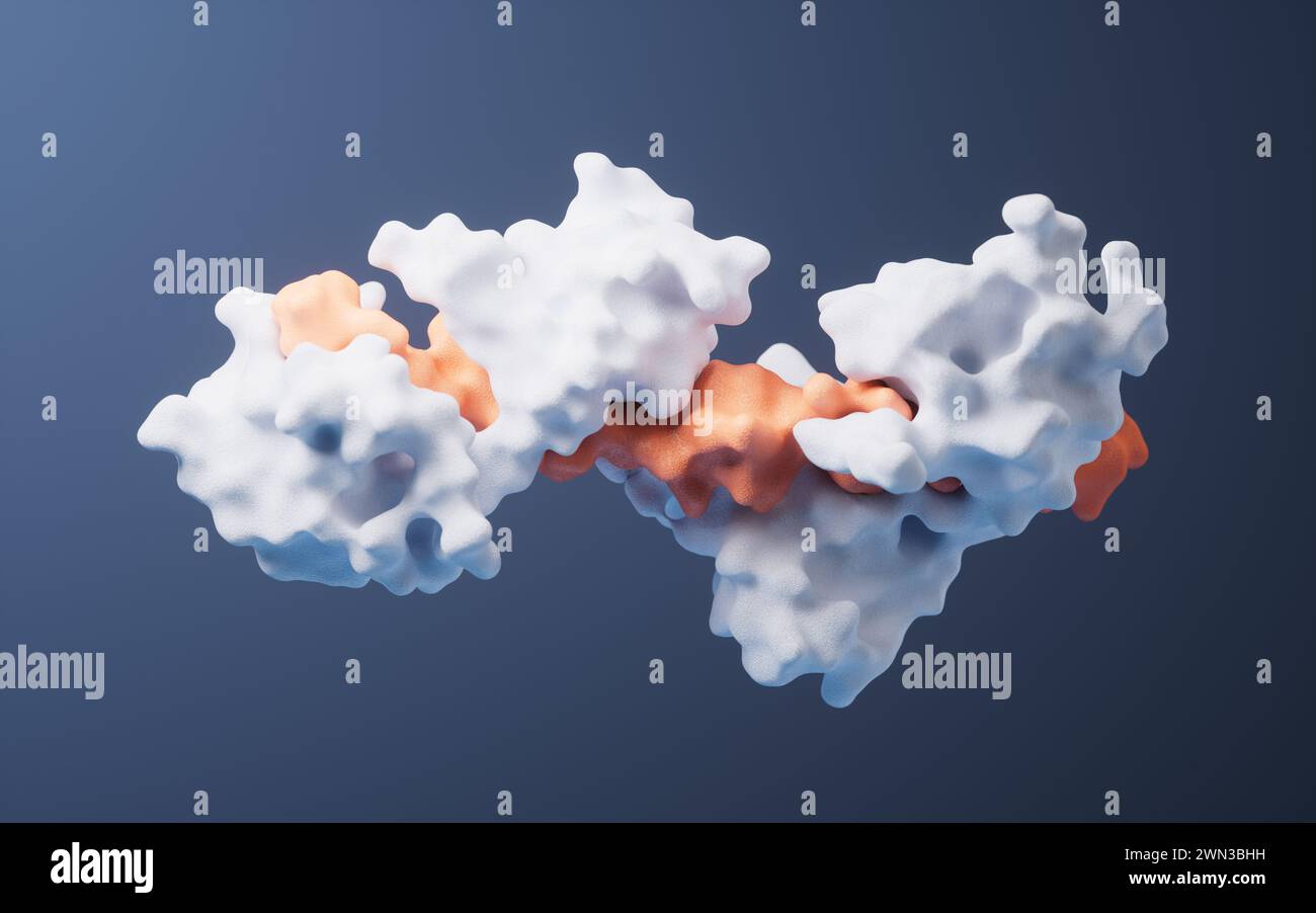 Protein structure with biological concept, 3d rendering. 3D ...