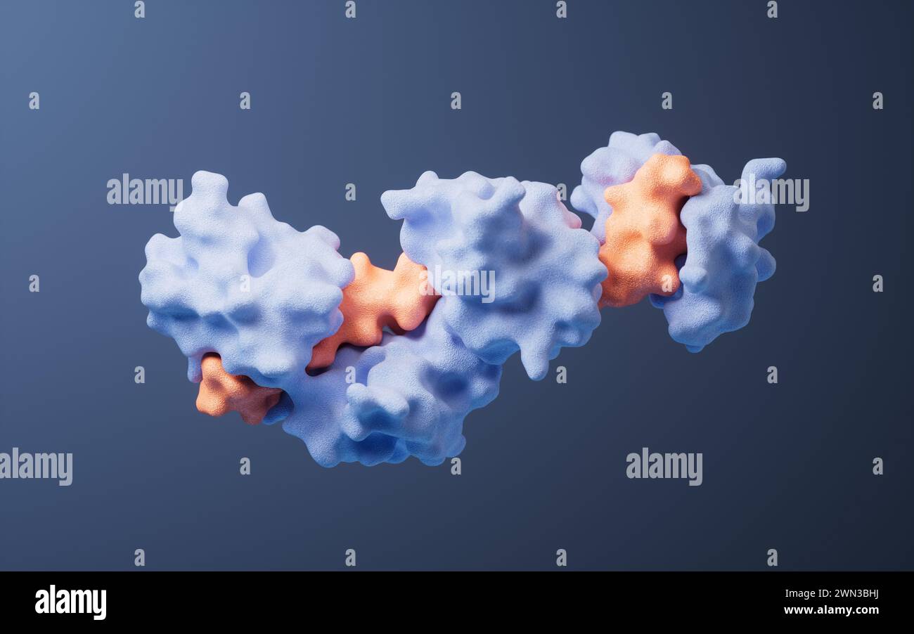 Protein structure with biological concept, 3d rendering. 3D ...