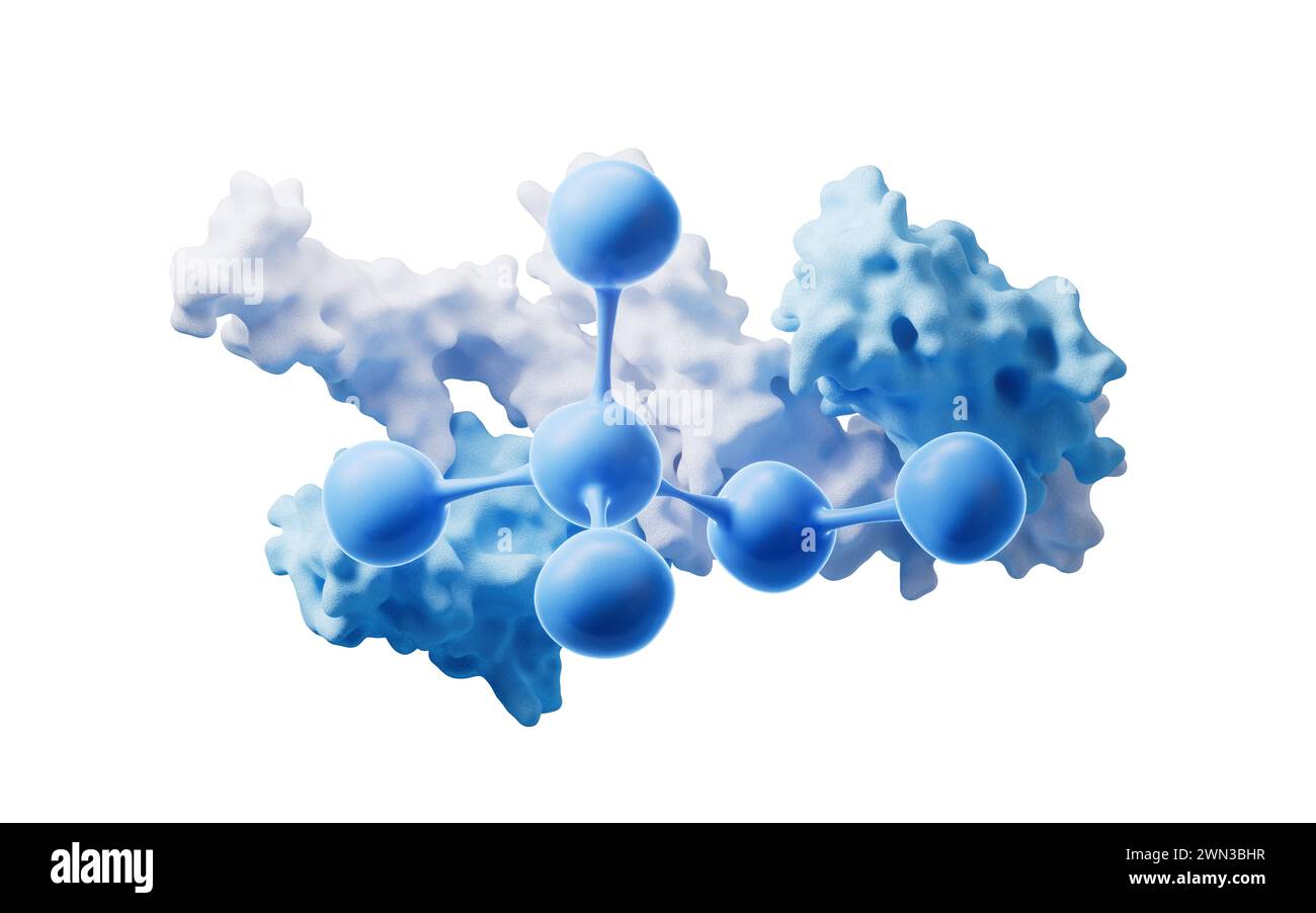 Biological protein and molecule, 3d rendering. 3D illustration Stock ...