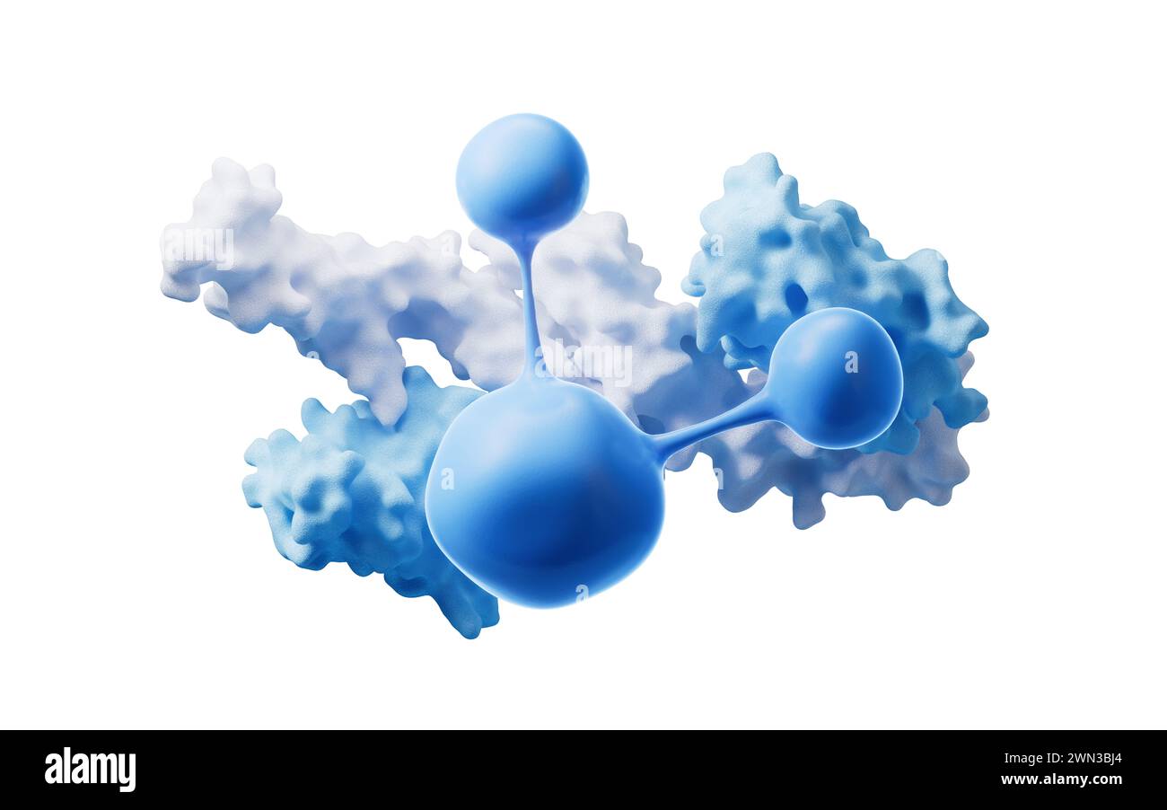Biological protein and molecule, 3d rendering. 3D illustration Stock ...