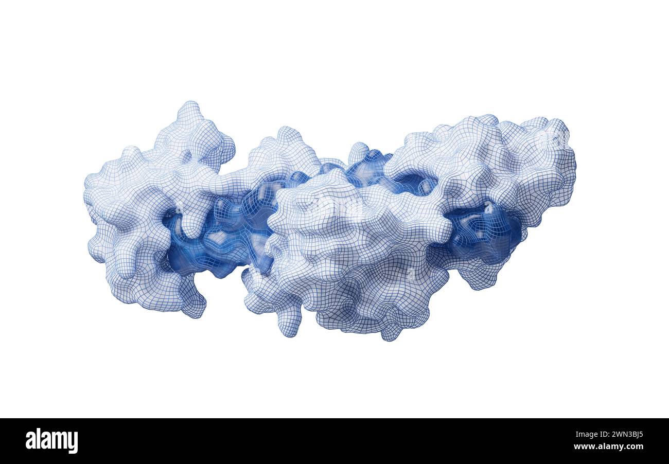 Protein structure with biological concept, 3d rendering. 3D ...