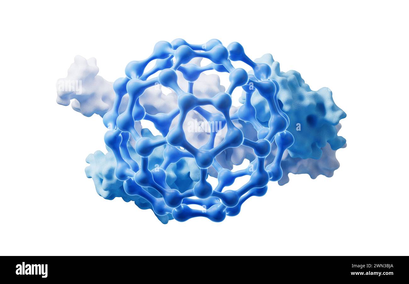 Biological protein and molecule, 3d rendering. 3D illustration Stock ...