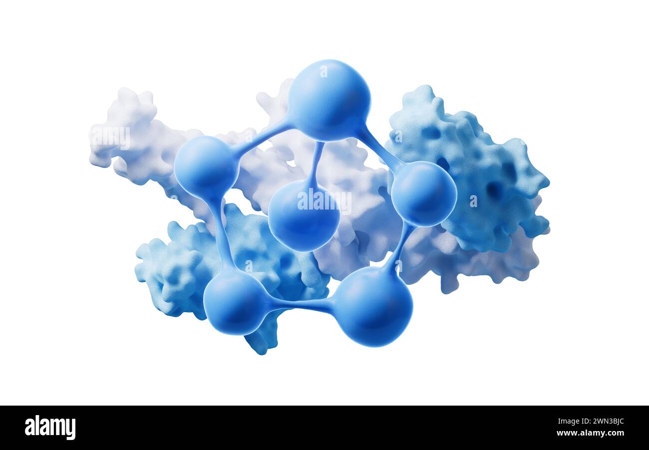 Biological protein and molecule, 3d rendering. 3D illustration Stock ...