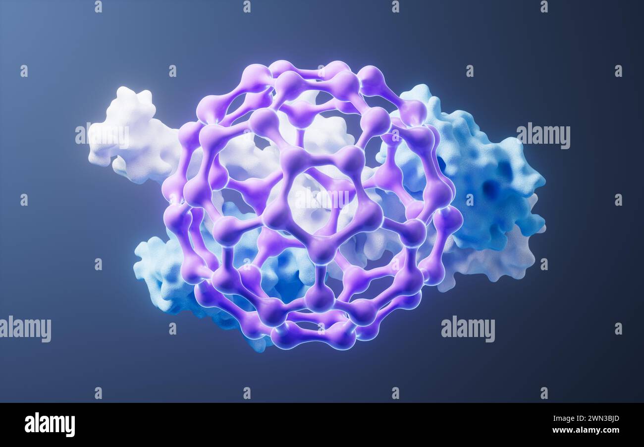 Biological protein and molecule, 3d rendering. 3D illustration Stock ...