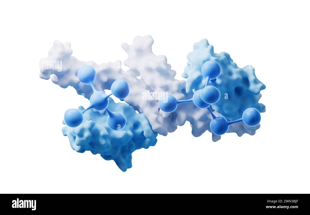 Biological protein and molecule, 3d rendering. 3D illustration Stock ...