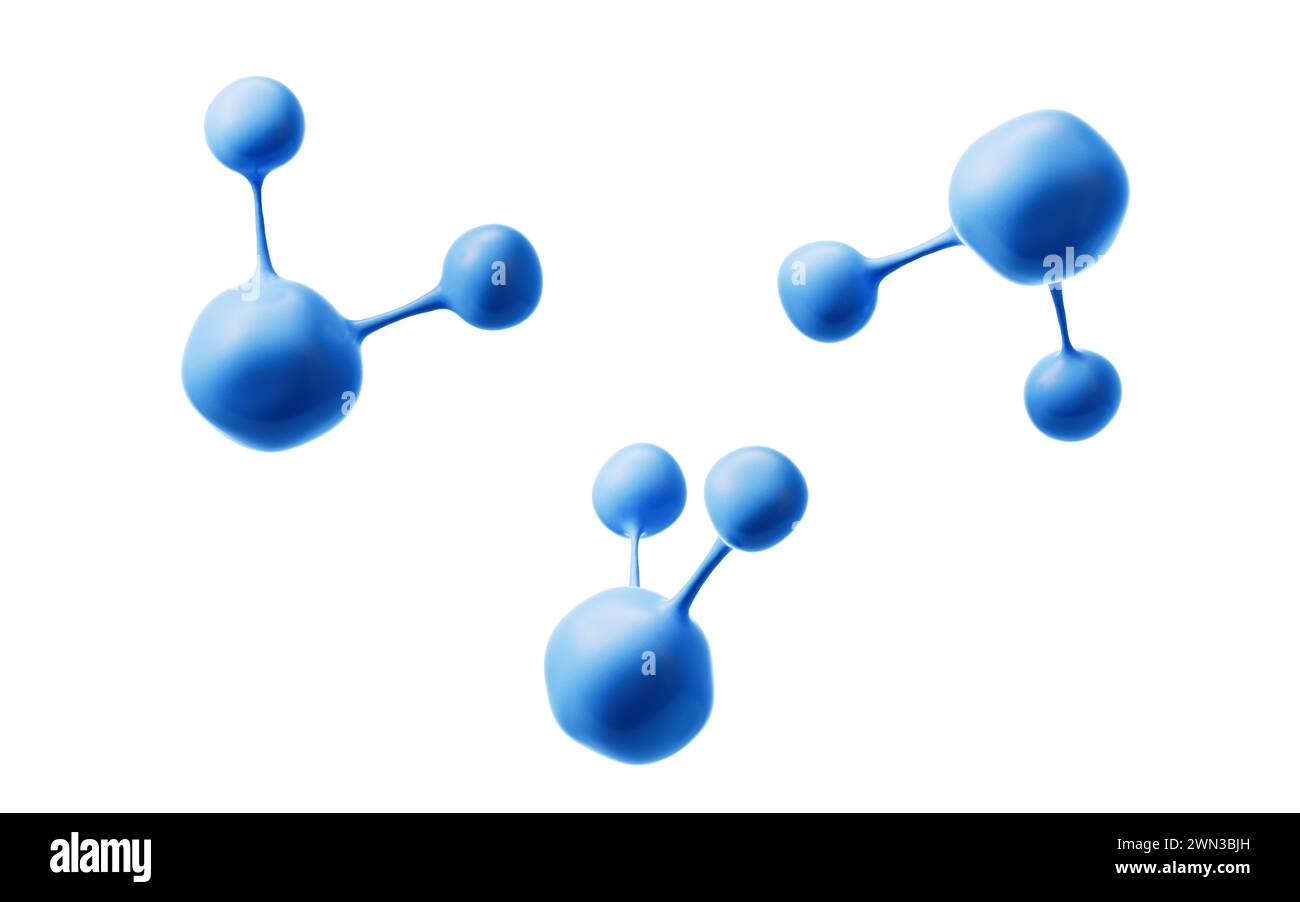 Blue molecules with different angles, 3d rendering. 3D illustration ...