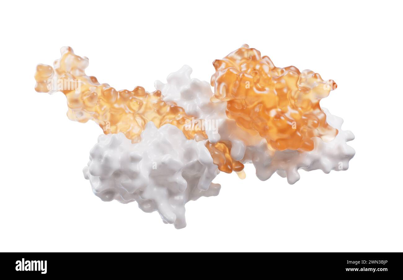 Protein structure with biological concept, 3d rendering. 3D ...
