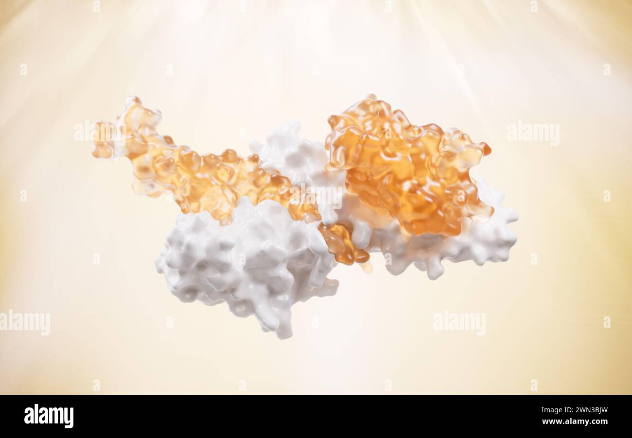 Protein structure with biological concept, 3d rendering. 3D ...