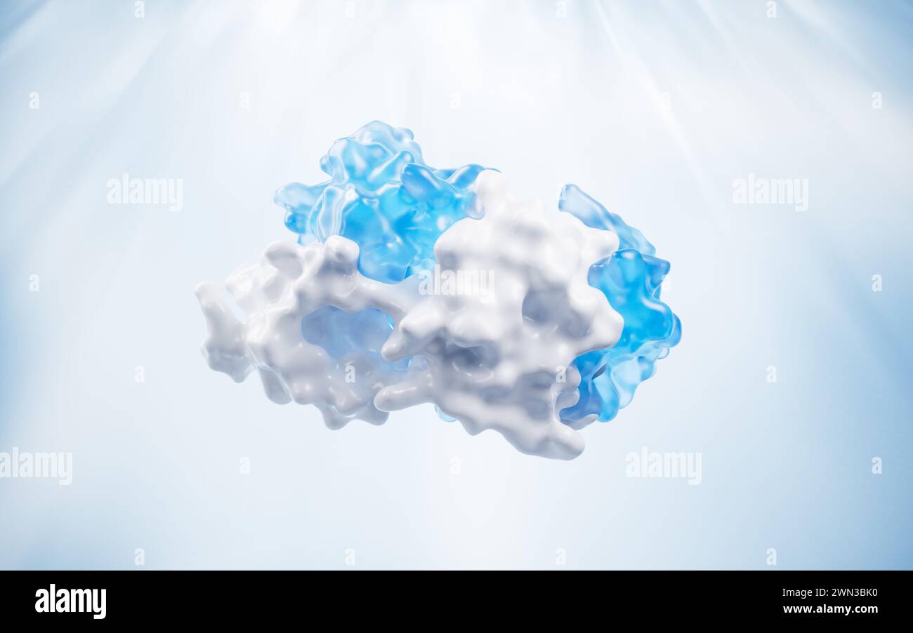 Protein structure with biological concept, 3d rendering. 3D ...