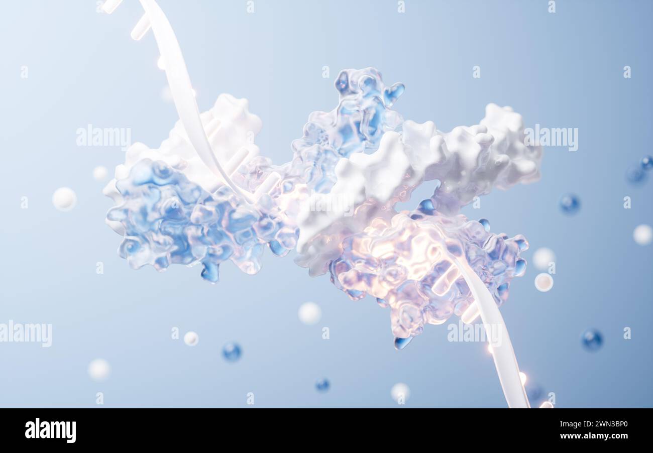 RNA and proteins with biological concept, 3d rendering. 3D illustration ...