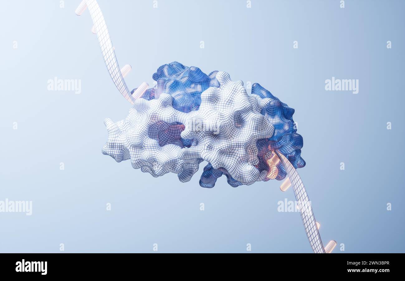 RNA and proteins with biological concept, 3d rendering. 3D illustration ...