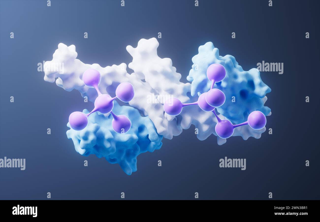 Biological protein and molecule, 3d rendering. 3D illustration Stock ...