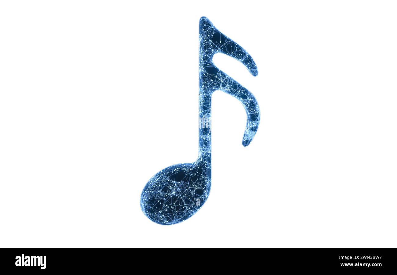 Music note with blue technology structure, 3d rendering. 3D ...