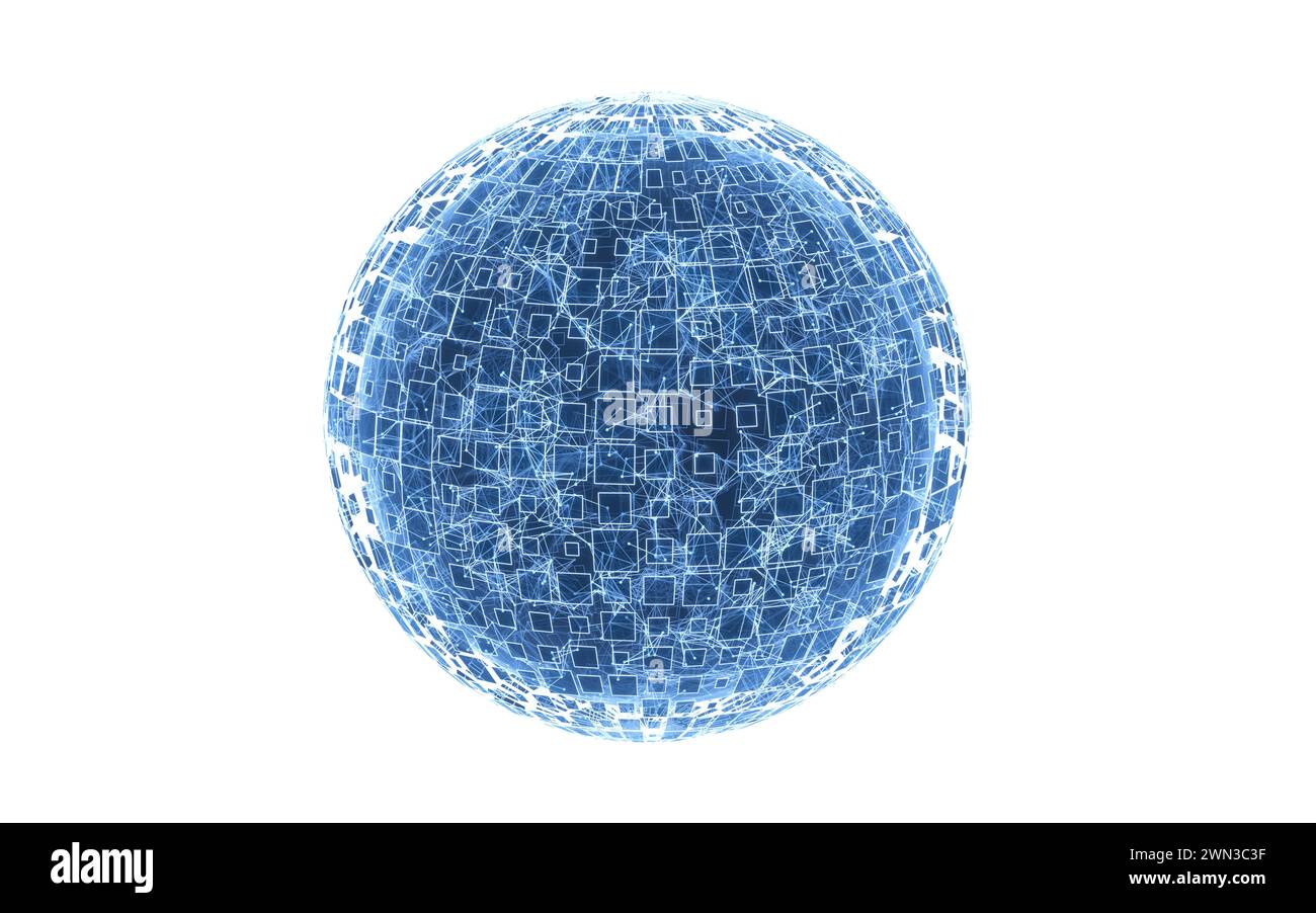 Digital sphere with digital lines structure, 3d rendering. 3D illustration Stock Photo - Alamy