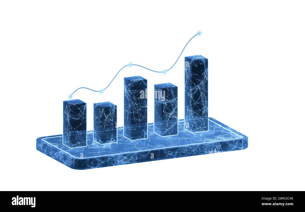 Bar graph with increasing trend, 3d rendering. 3D illustration Stock ...