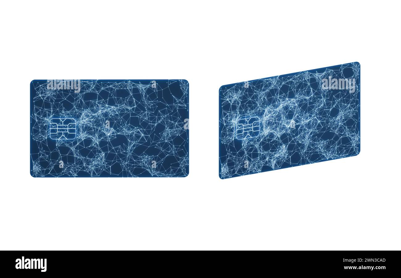 Bank card with blue glowing lines, 3d rendering. 3D illustration Stock ...