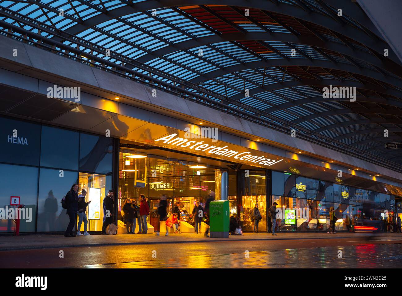 Amsterdam, Netherlands—Feb, 23, 2024: central train station with ...
