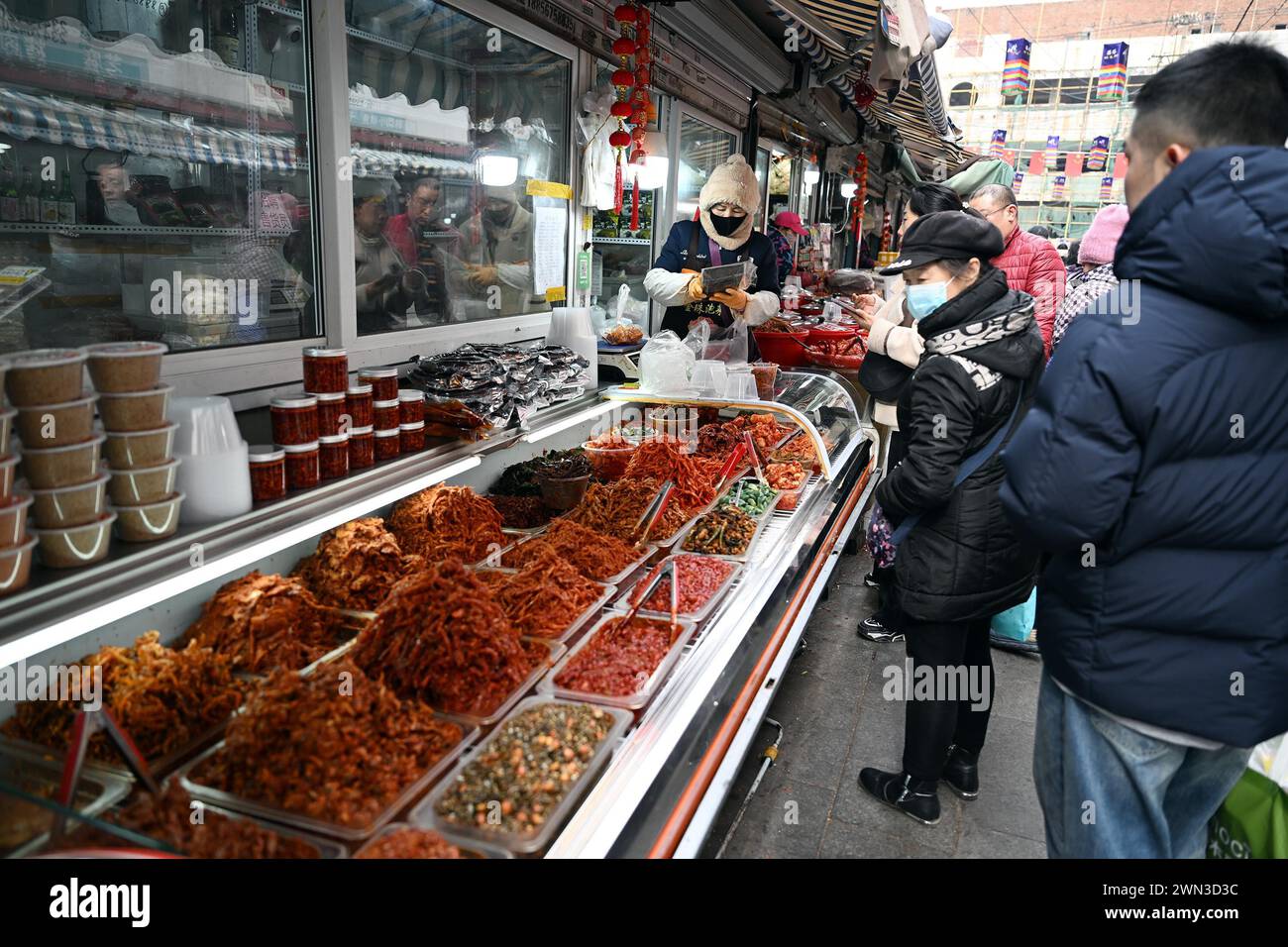 People select Korean-style food along Xita Street in Shenyang City ...