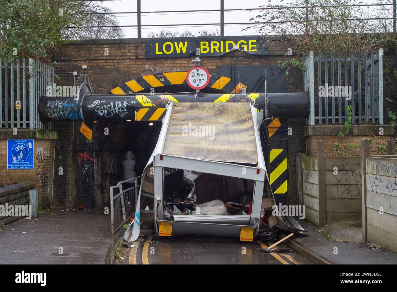 Slough, Berkshire, UK. 29th February, 2024. A van has smashed into the ...