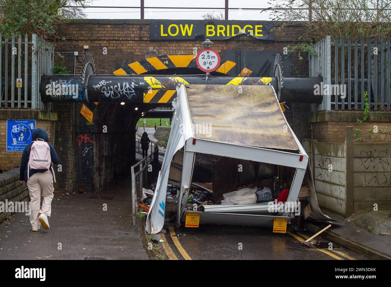 Slough, Berkshire, UK. 29th February, 2024. A van has smashed into the ...