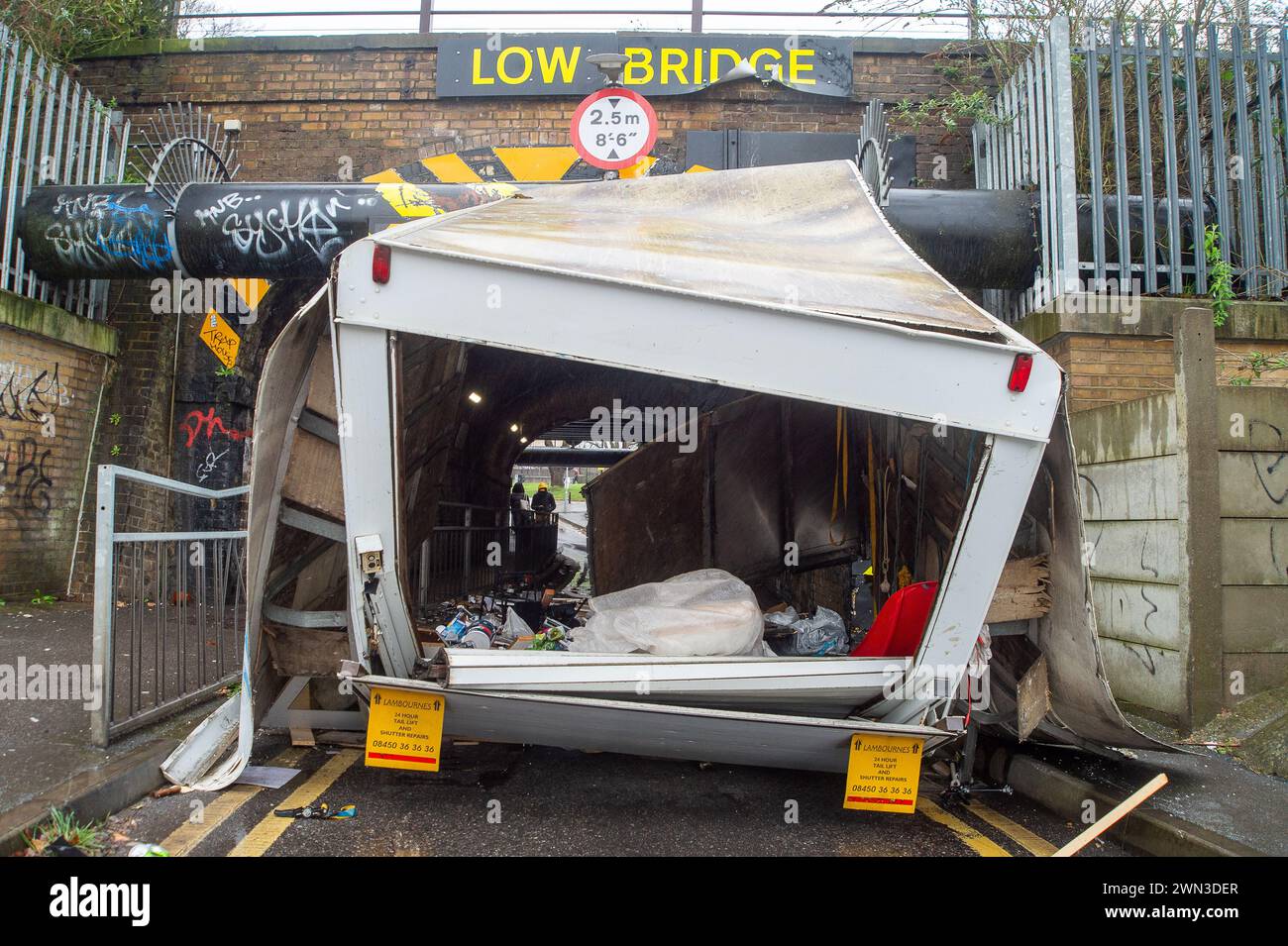 Slough, Berkshire, UK. 29th February, 2024. A van has smashed into the ...