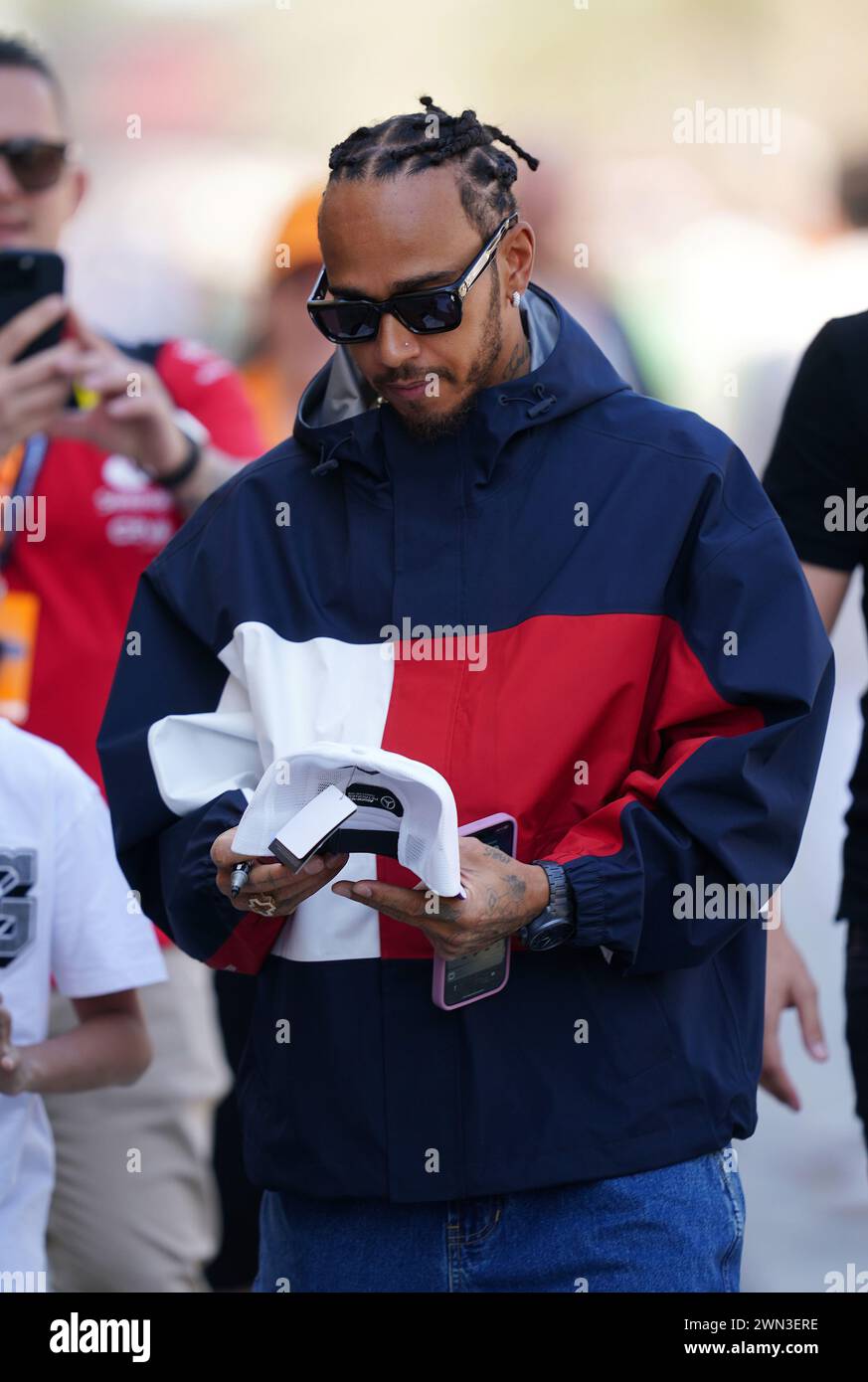 Mercedes' Lewis Hamilton ahead of practice at the Bahrain Grand Prix at ...
