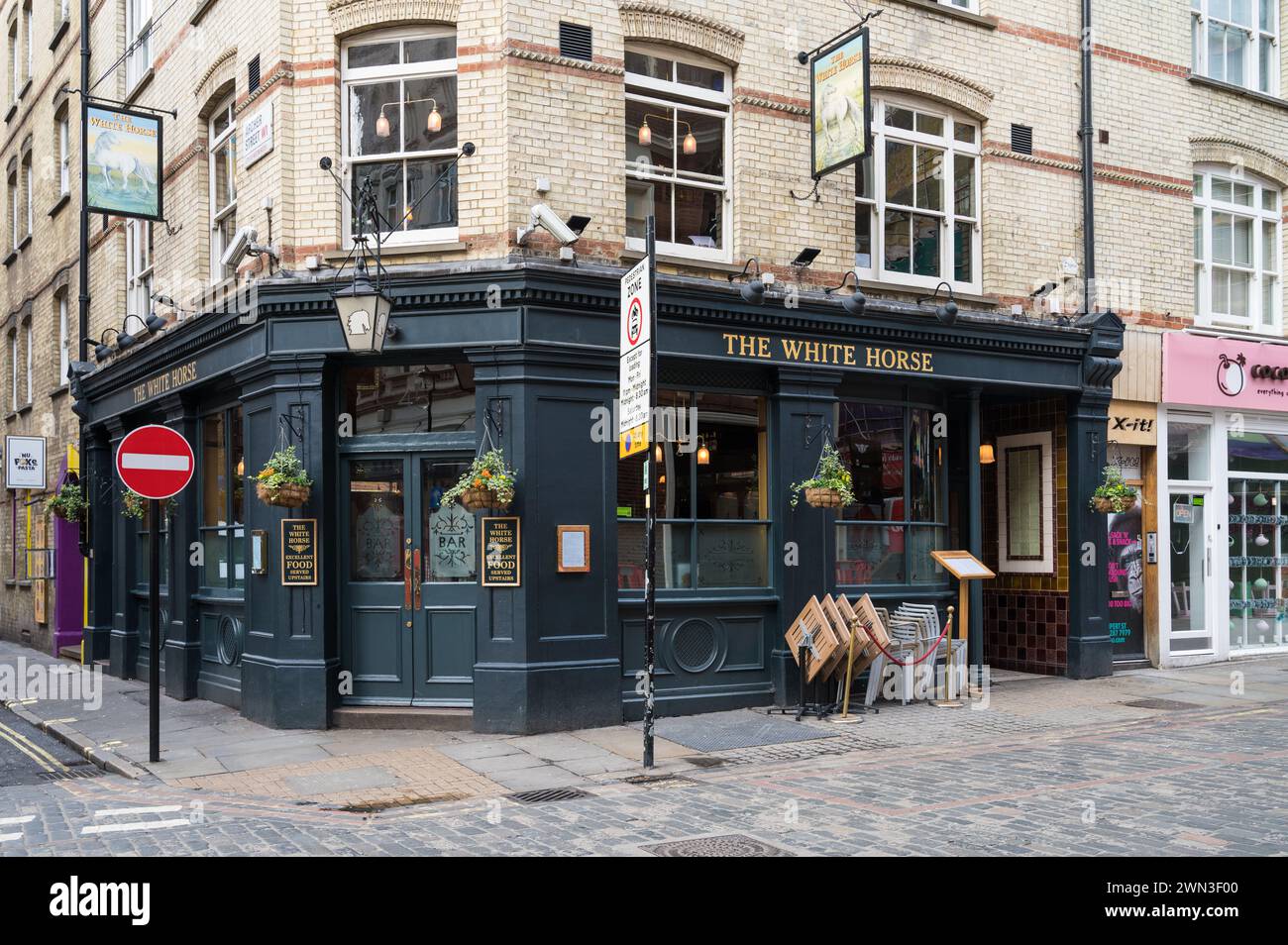Exterior of The White Horse pub on the corner of Rupert Street and ...