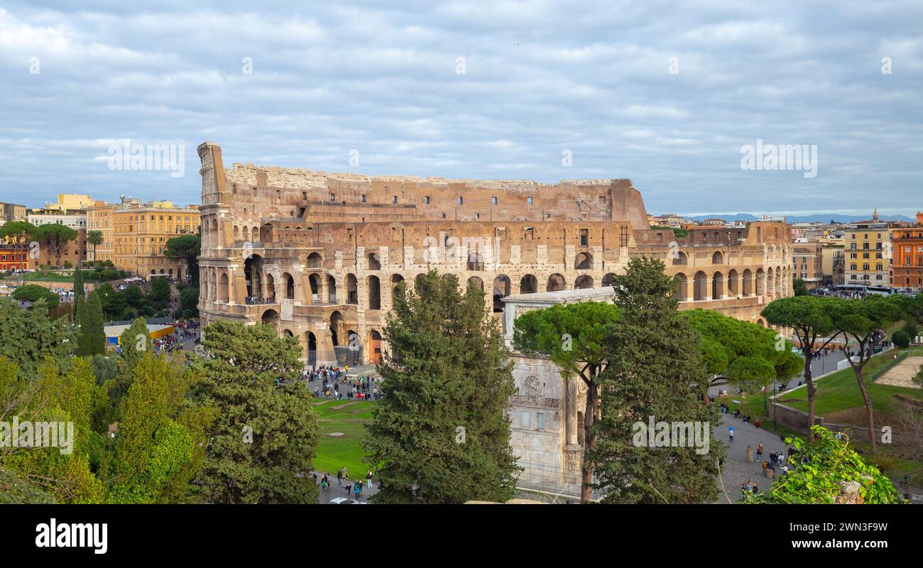 overlook the colosseum from distance in Rome, Italy Stock Photo - Alamy