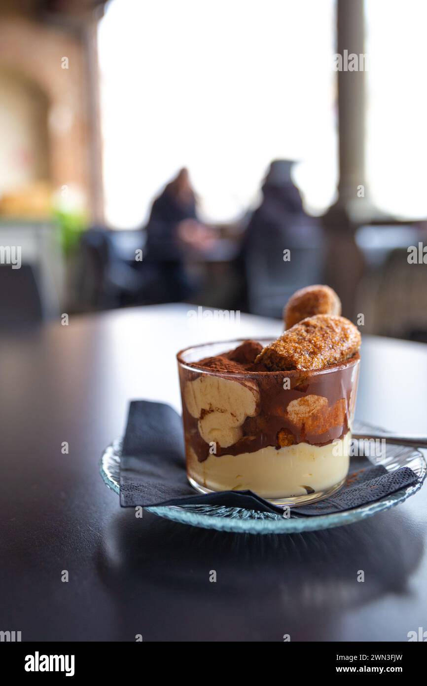 Classic Italian Tiramisu Dessert in Glass Cup. Traditional Food Stock ...
